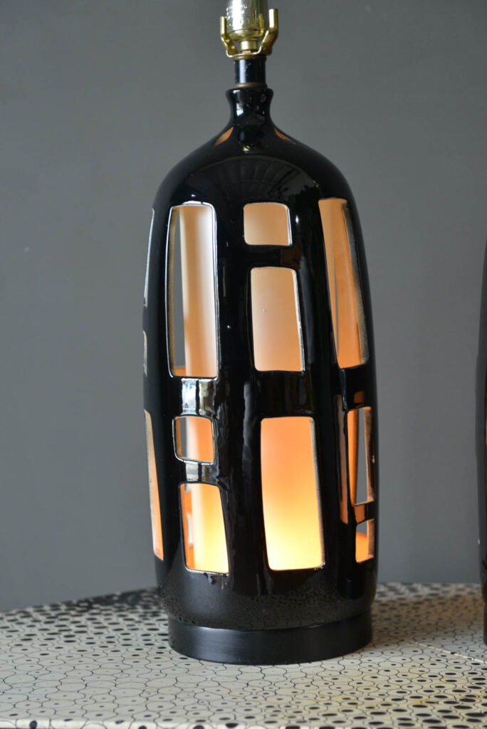 Pair of Ceramic Cut Out Lamps with Dual Illumination, circa 1970 ...