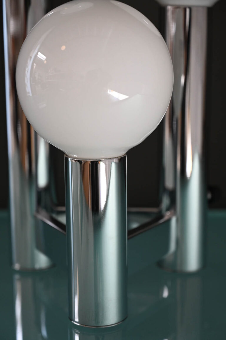 Chrome Three Column Table Lamp by J.T. Kalmar, ca. 1970 - Authentic Mid ...