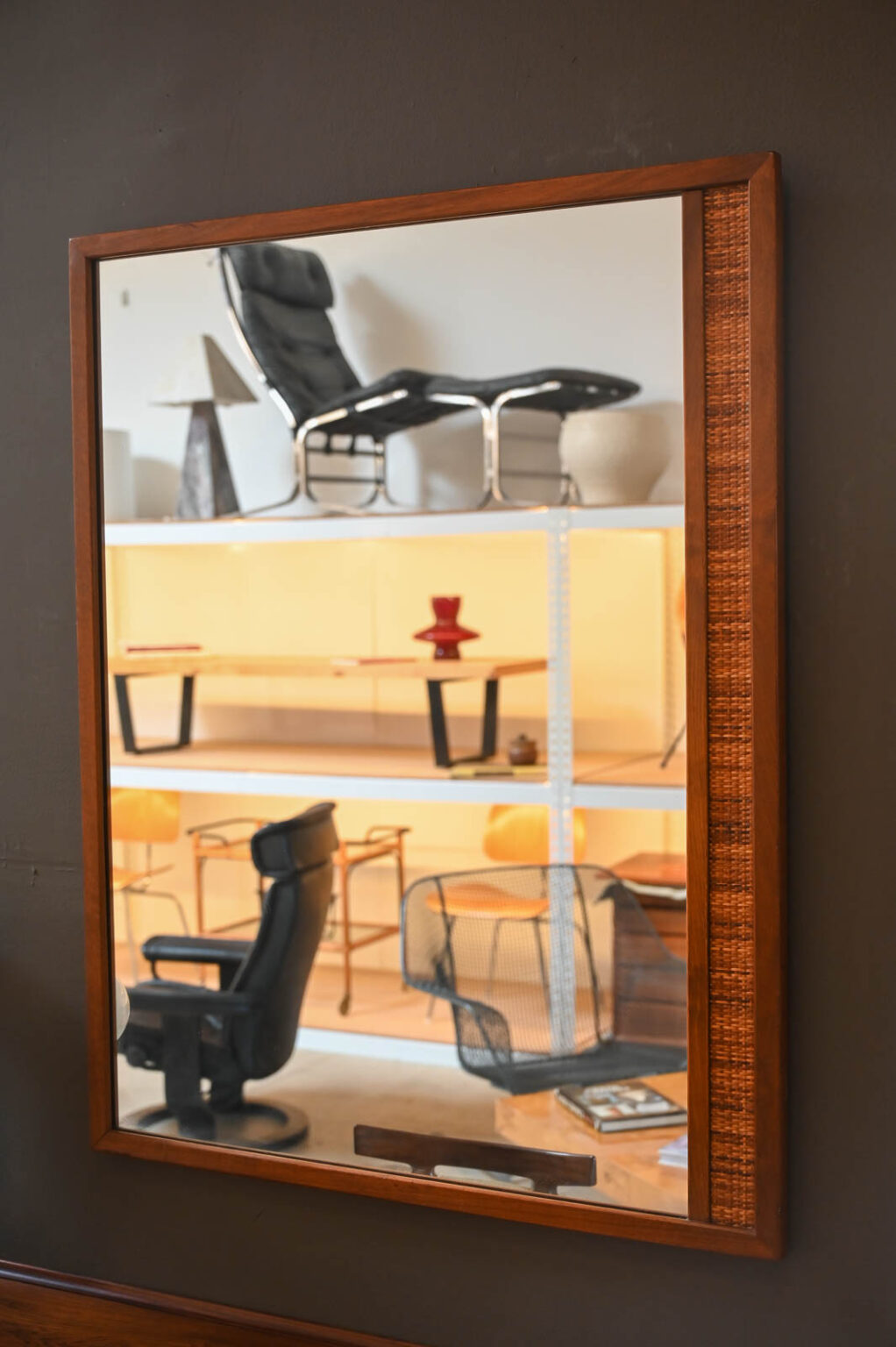 Walnut and Cane Wall Mirror by Drexel, ca. 1965 - Authentic Mid Century ...